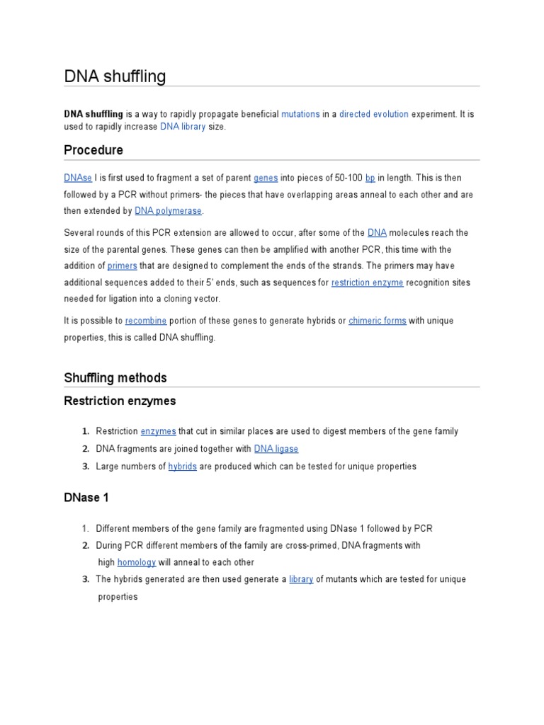 DNA Shuffling | Polymerase Chain Reaction | Biochemistry