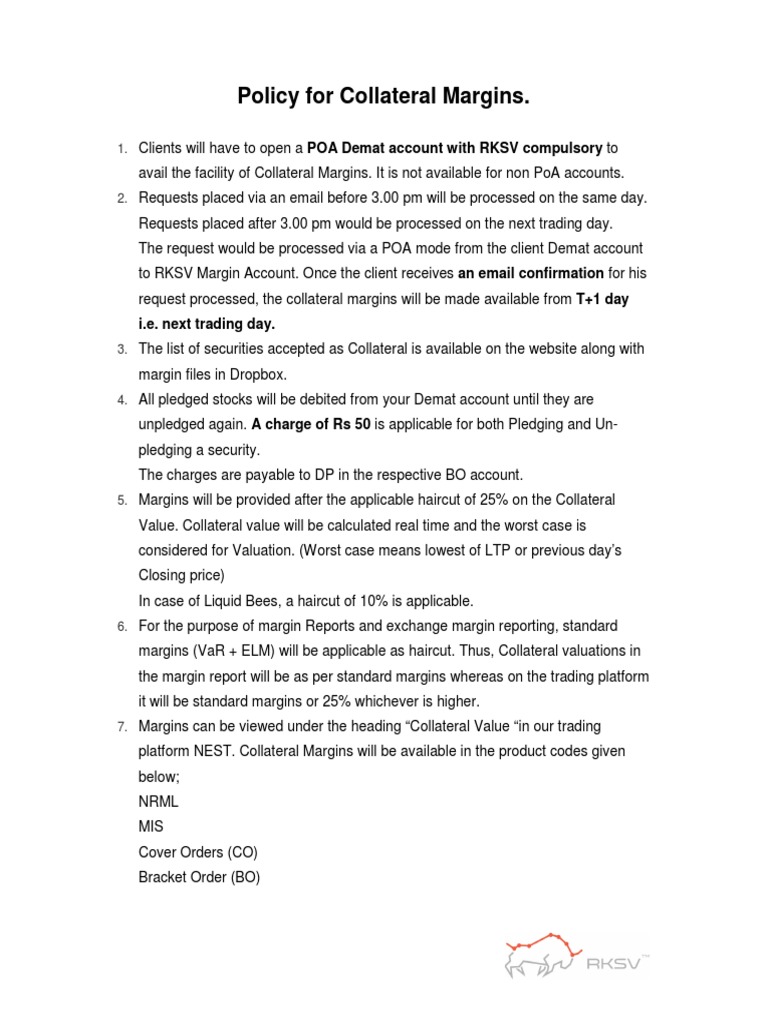 Policy For Collateral Margins.: I.E. Next Trading Day | PDF | Margin ...