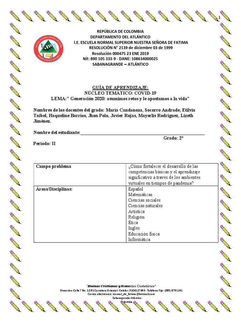 Guía De Aprendizaje Grado Segundo Pdf Teléfonos Móviles Colombia