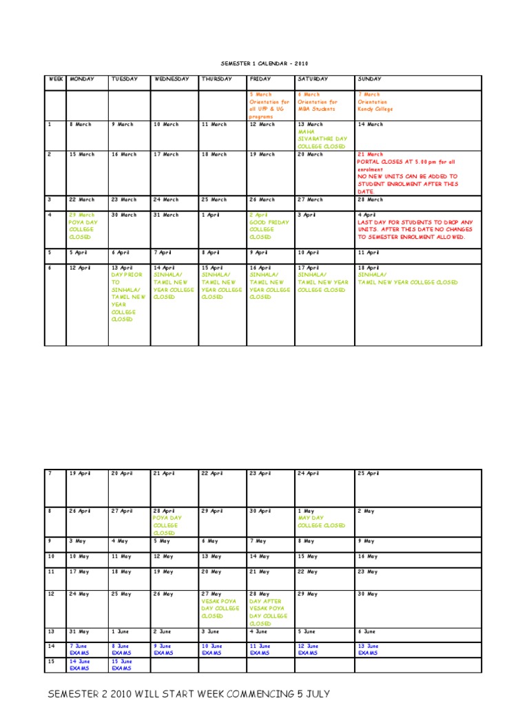 University of Dayton Semester Calendar | PDF | Academic Term