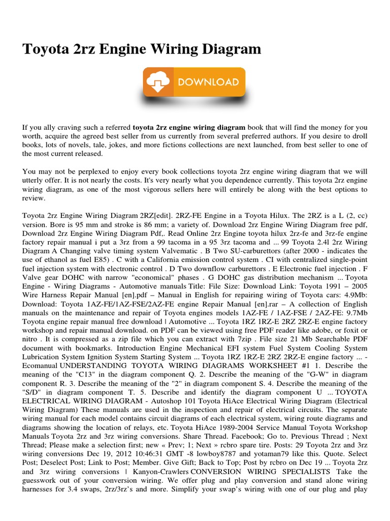Toyota 2rz Engine Wiring Diagram | PDF | Toyota | Engines
