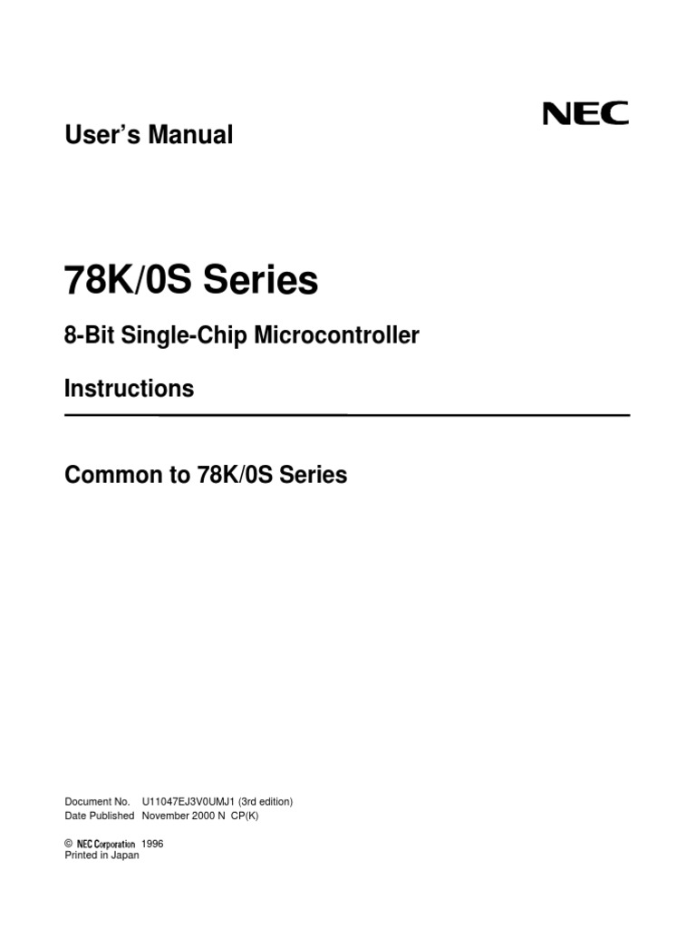 78k Series Micro User Manual | PDF | Cmos | Subroutine
