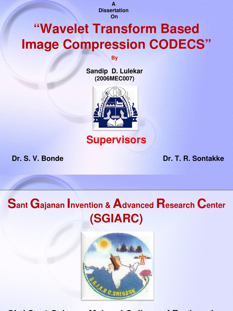 Wavelet Transform Based Image Compression CODECS | PDF | Data ...
