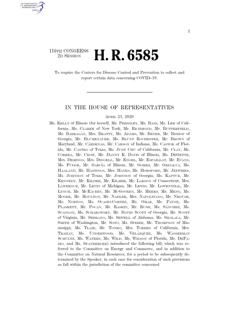 HR 6585 Equitable Data Collection COVID-19 | PDF | Health Economics ...