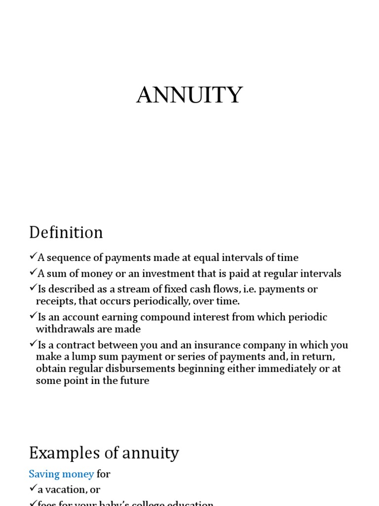 Annuity Definition, Types, Formulas & Examples | PDF | Present Value ...