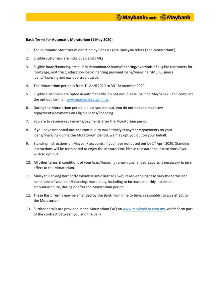 Moratorium Basic Terms PDF | PDF