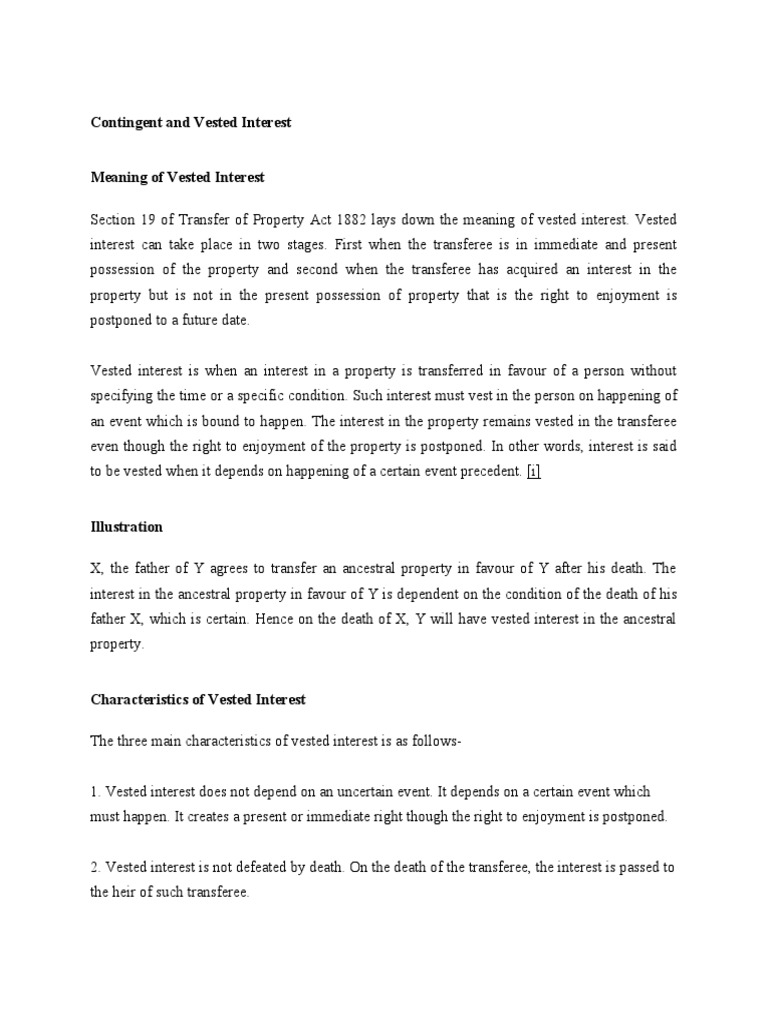 Contingent and Vested Interest | PDF | Property | Civil Law (Legal System)