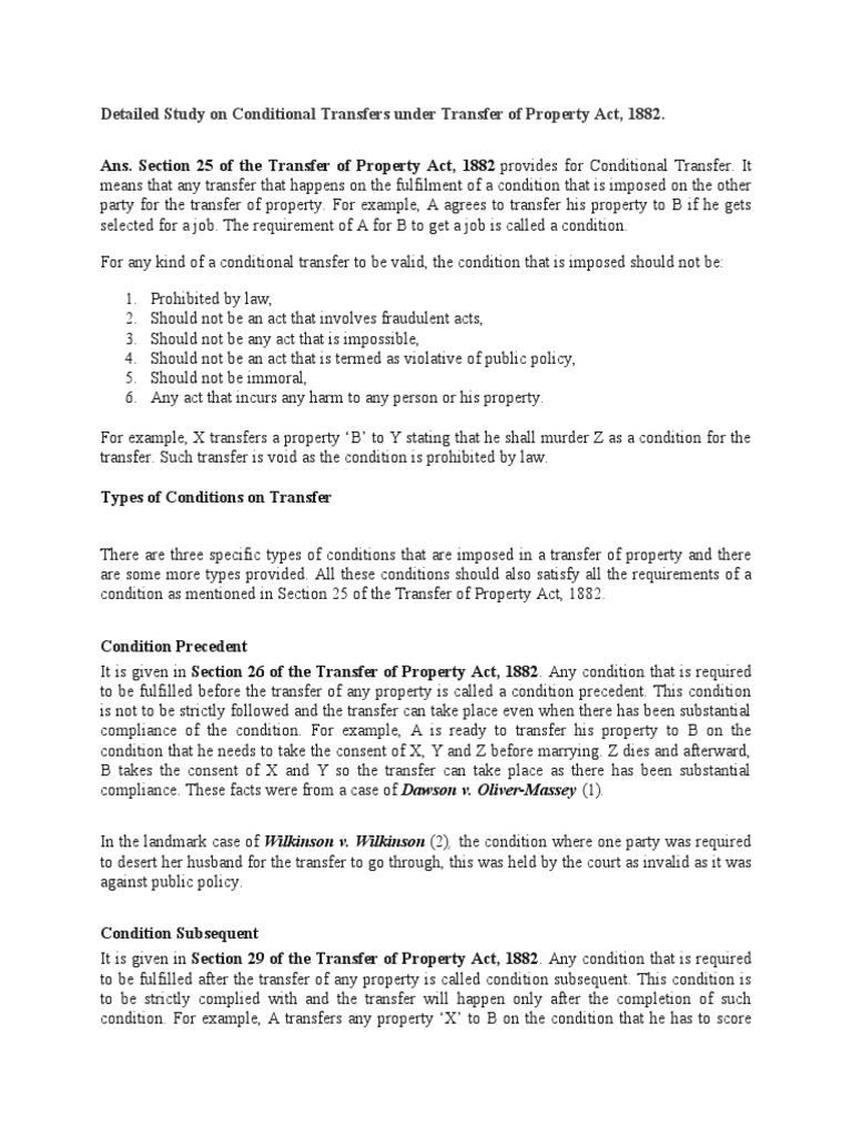 Conditional Transfer | PDF | Deed | Property