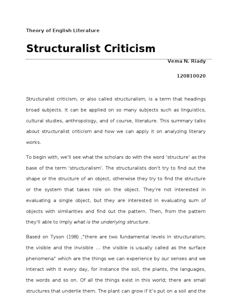 Thelit - Structuralist Criticism | PDF | Communication | Cognitive Science