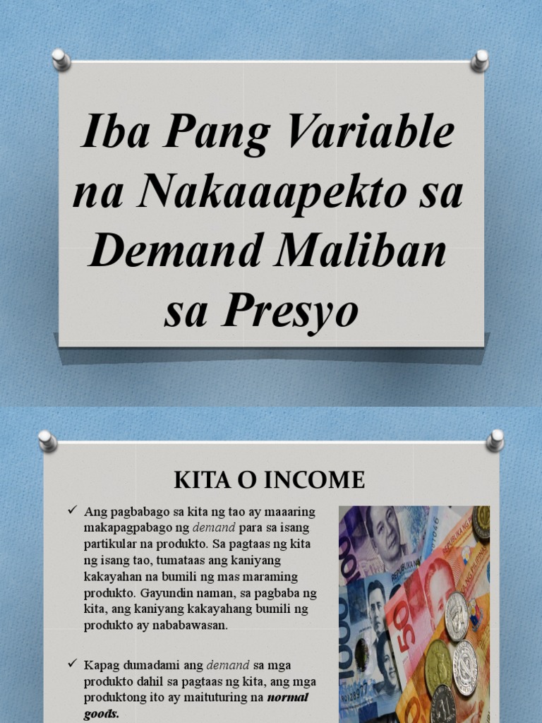 Iba Pang Variable Na Nakaaapekto Sa Demand Maliban | PDF