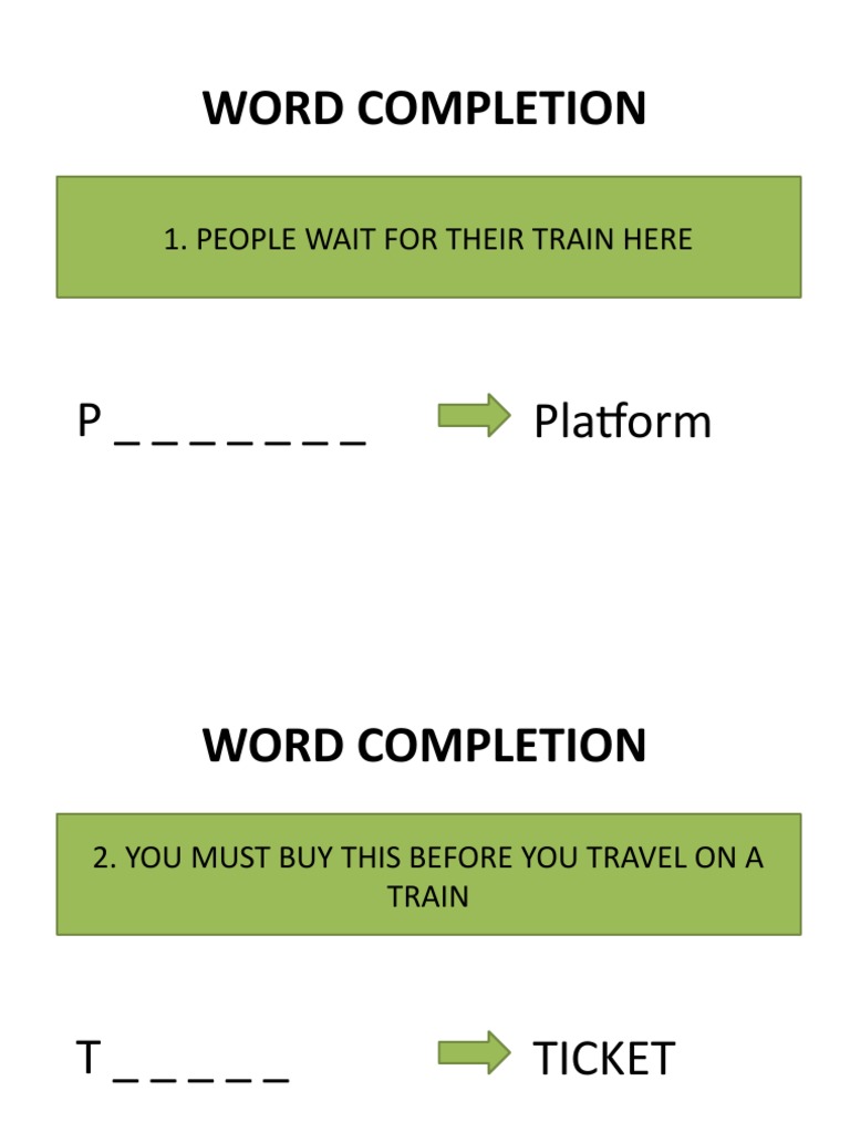 Word Completion: P - Platform | PDF