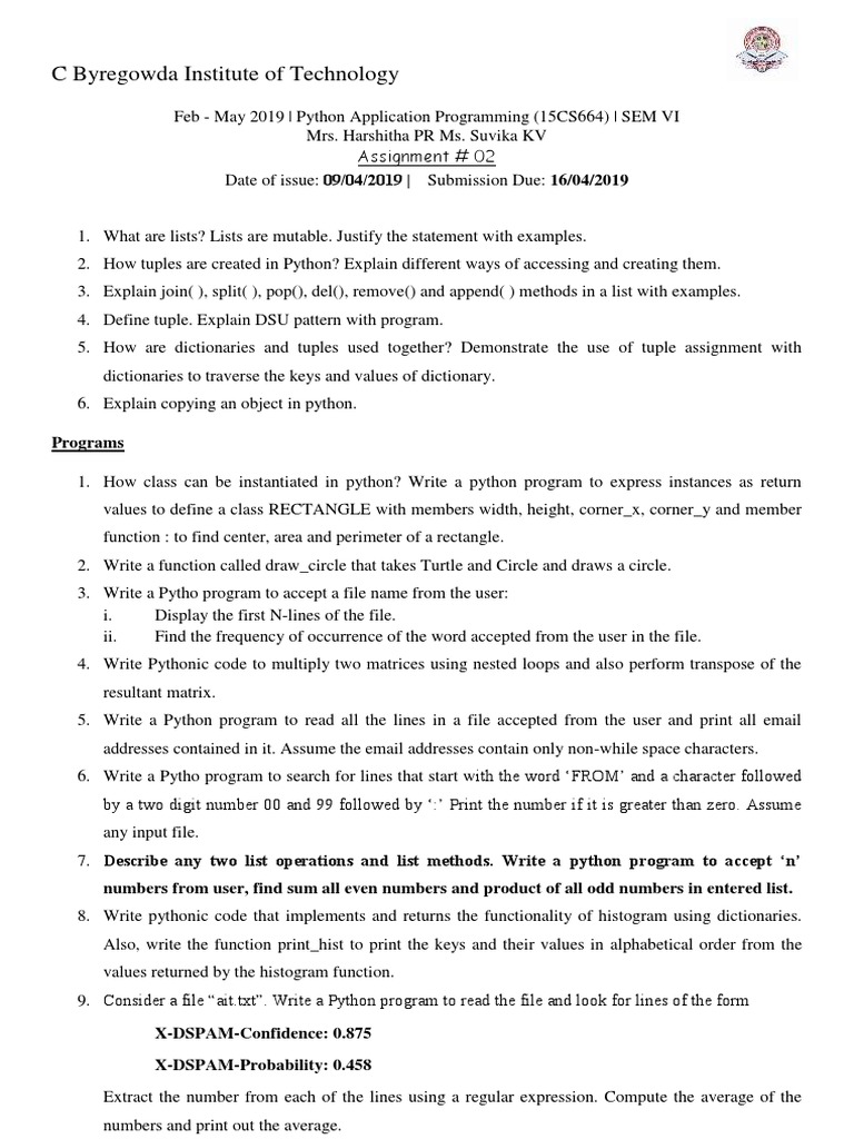 Assignment And Tutorials 02 Pdf Python Programming Language Computer File