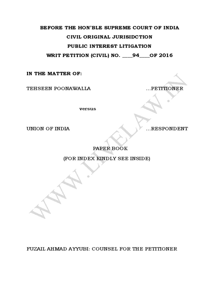 Tehseen Poonawalla Synopsis | PDF | Convention On The Rights Of The Child | Adolescence