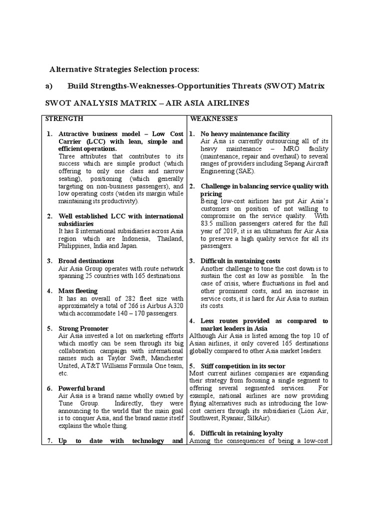 SWOT ANALYSIS Airasia and Malindo | PDF | Airlines | Low Cost Carrier