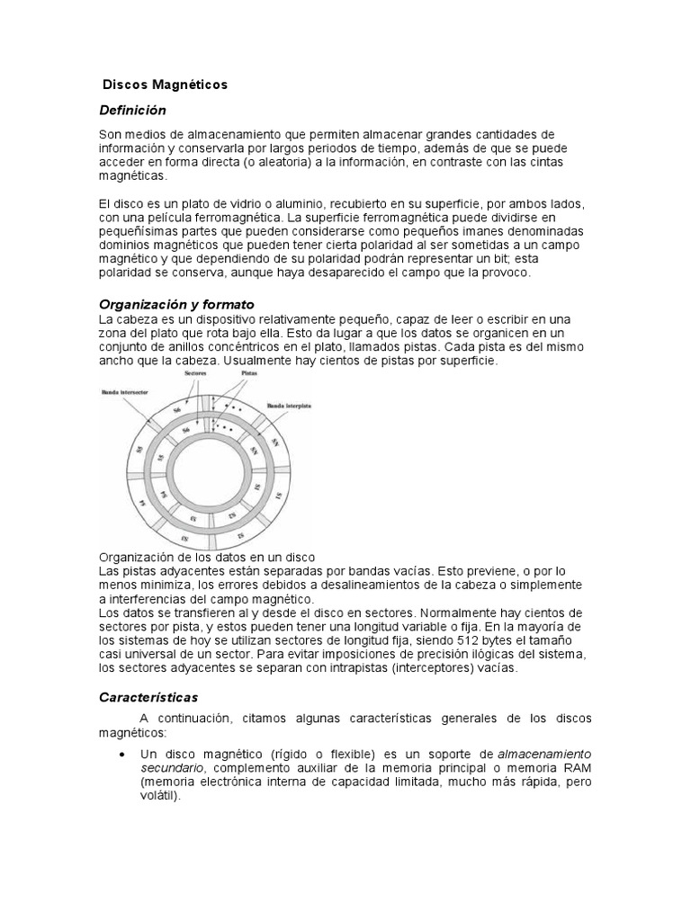 Discos Magnéticos: Almacenamiento y Estructura | PDF | Almacenamiento ...