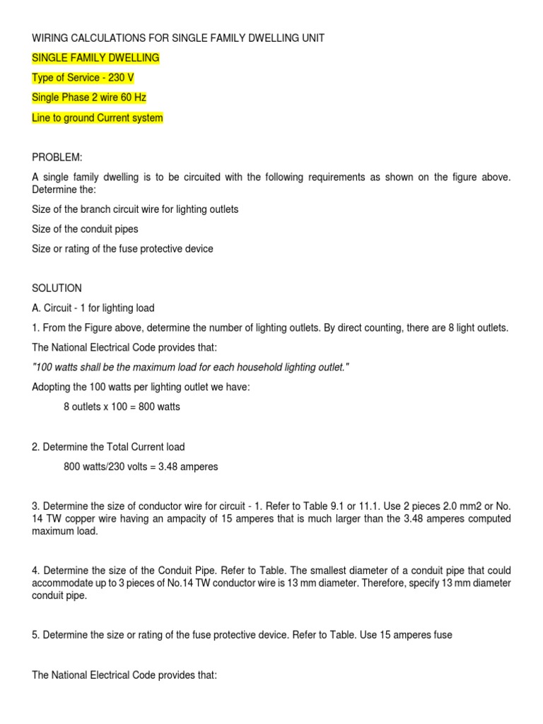 Wiring Calculations For Single Family Dwelling Unit | Download Free PDF ...