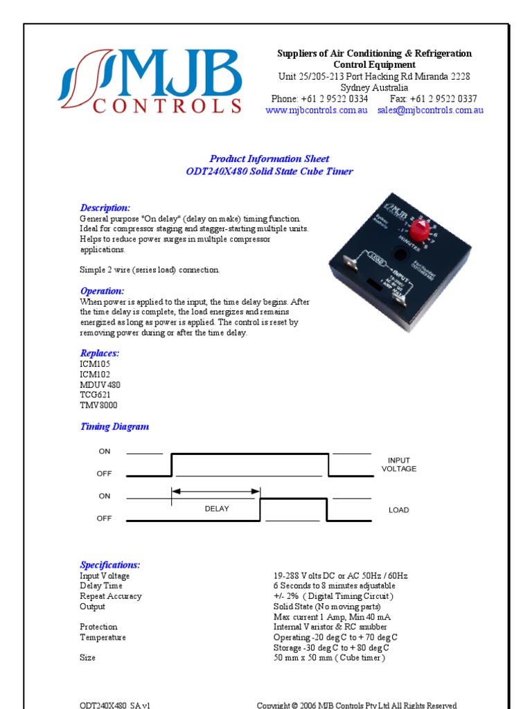 ODT240X480 Solid State On Delay Cube Timer | PDF