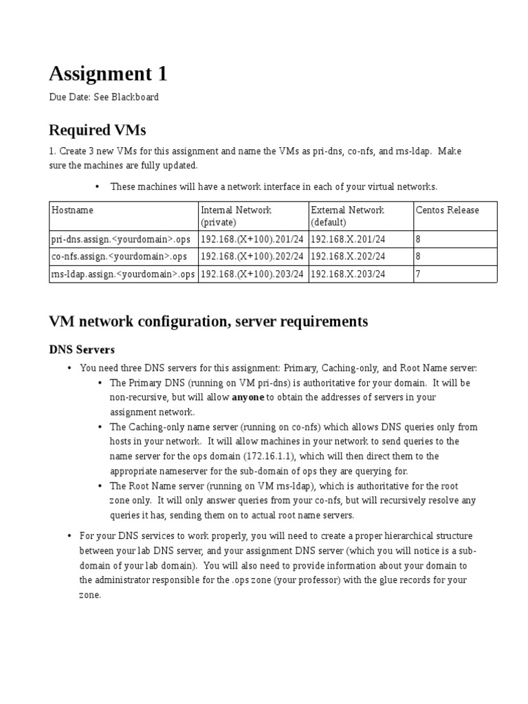 Assignment 1: Required Vms | PDF | Domain Name System | Network Protocols
