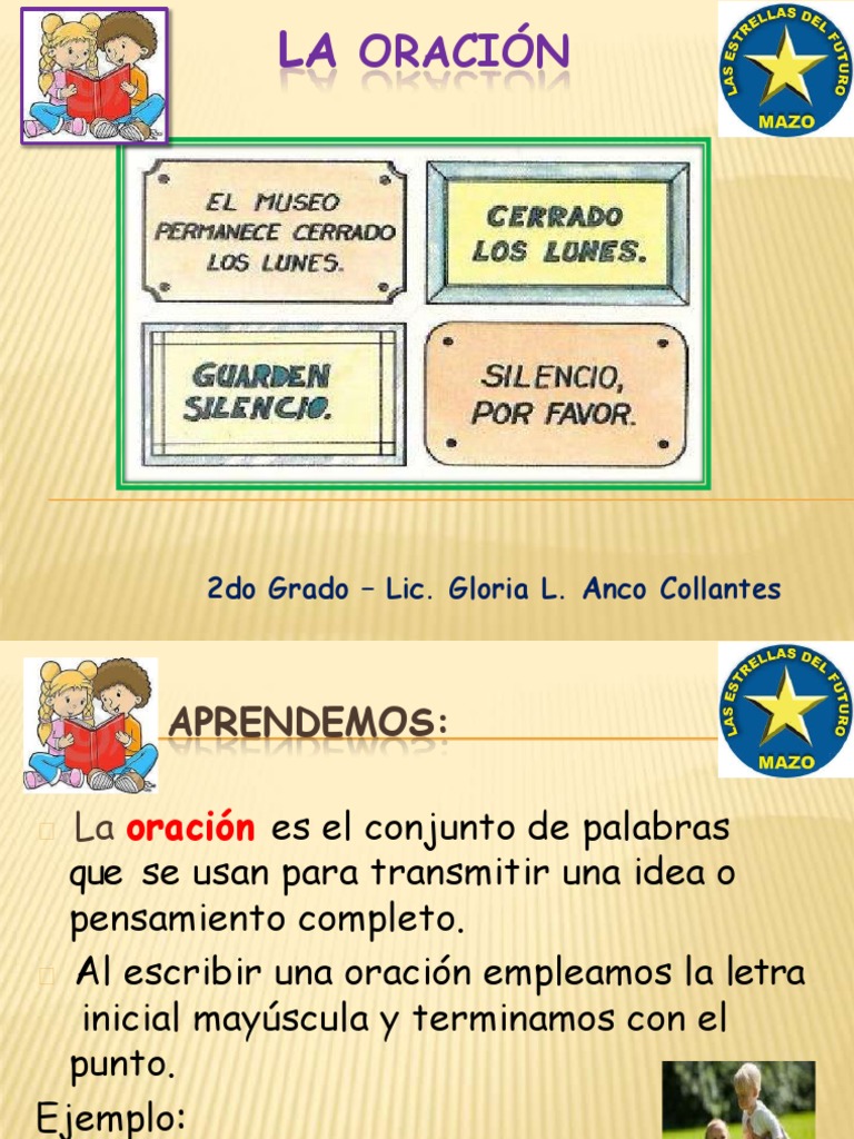La Oracion - 2do Grado Comunicacion | PDF