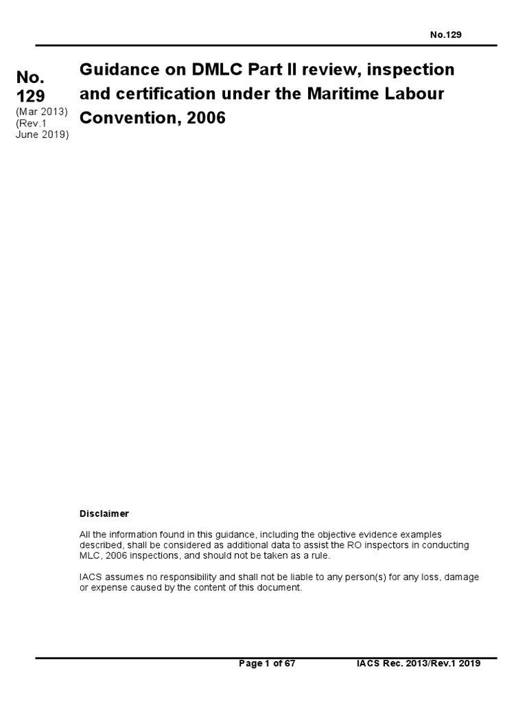 No. 129 Guidance On DMLC Part II Review, Inspection and Certification ...