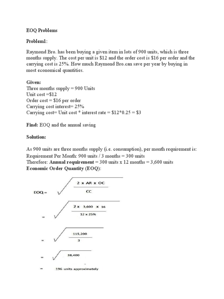 PPC Unit V EOQ Problems - MK 01 | PDF | Business Economics | Supply Chain Management