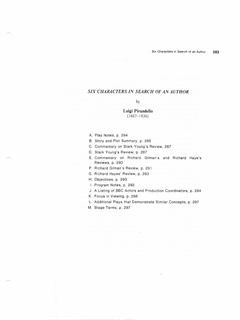 Six Characters in Search of an Author | PDF | Actor | Theatre