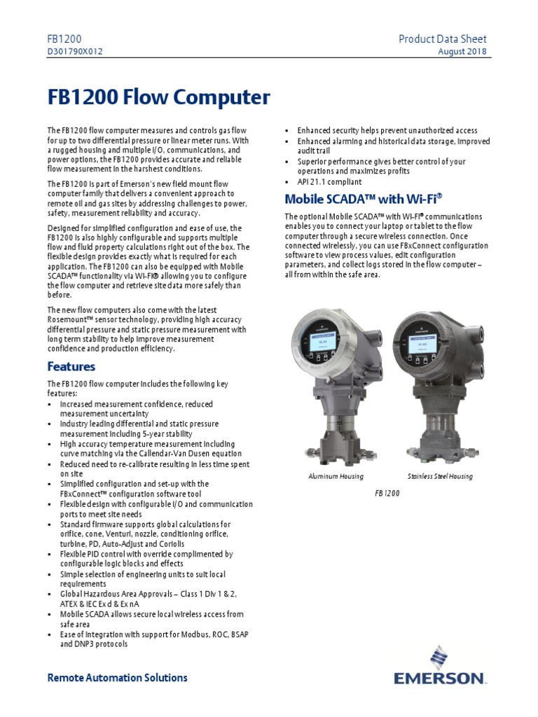 fb1200 Flow Computer en 454552 | PDF | Scada | Pounds Per Square Inch