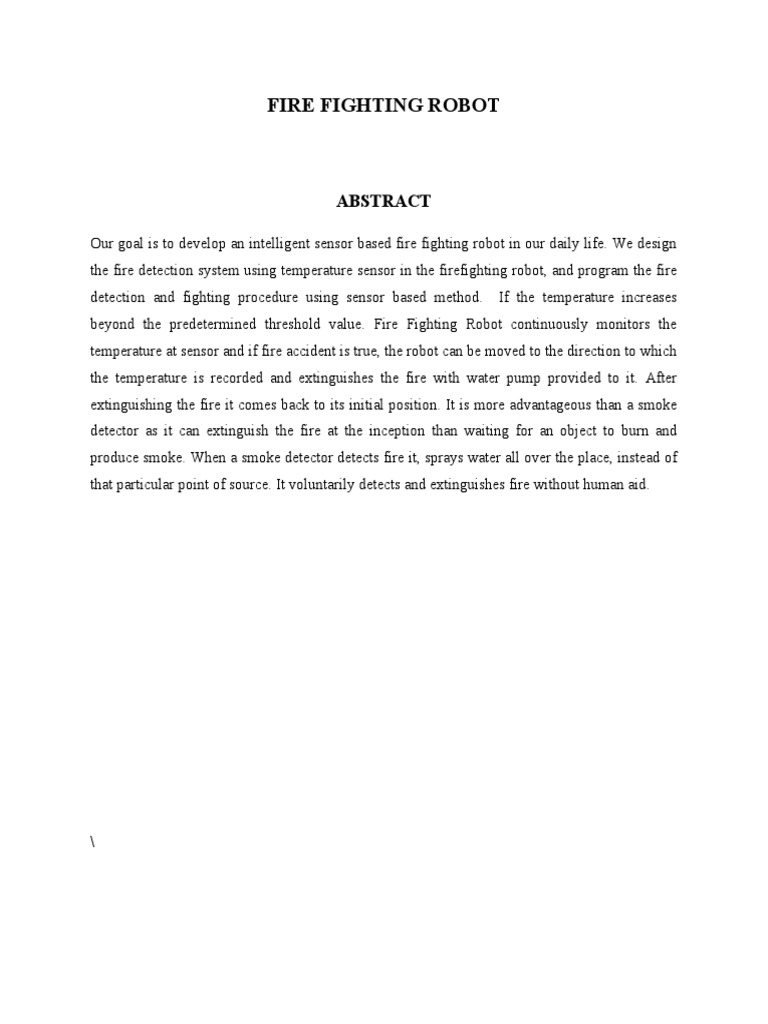 Fire Fighting Robot - Abstract-E | PDF | Fires | Firefighting