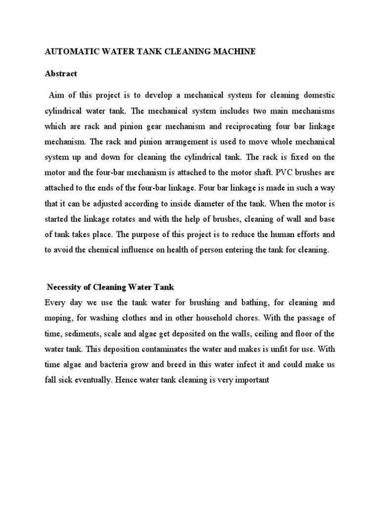 Automatic Water Tank Cleaning Machine | PDF | Machines | Gear