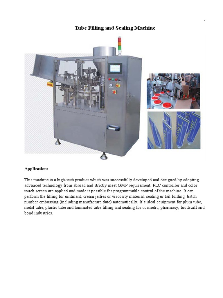 Tube Filling and Sealing Machine | PDF | Vacuum Tube | Machines