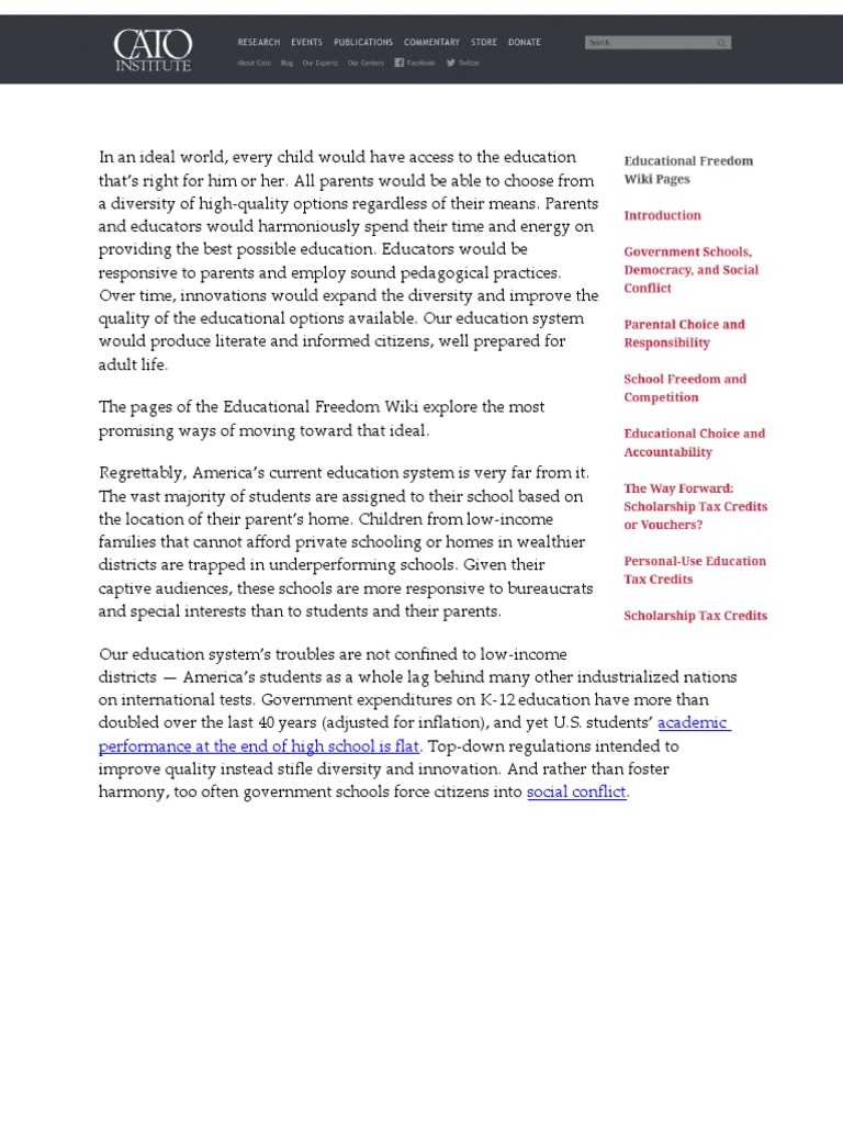 Educational Freedom Wiki Pages | PDF | School Choice | School Voucher