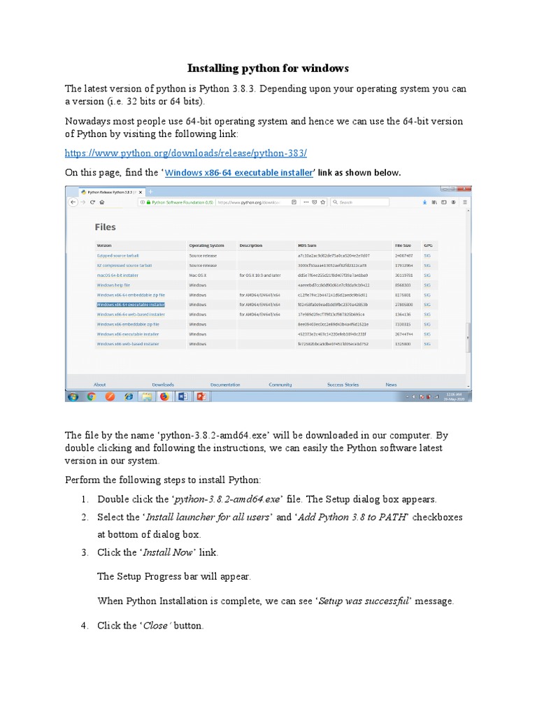Installing Python For Windows Windows X86 64 Executable Installer Pdf Python Programming 6275