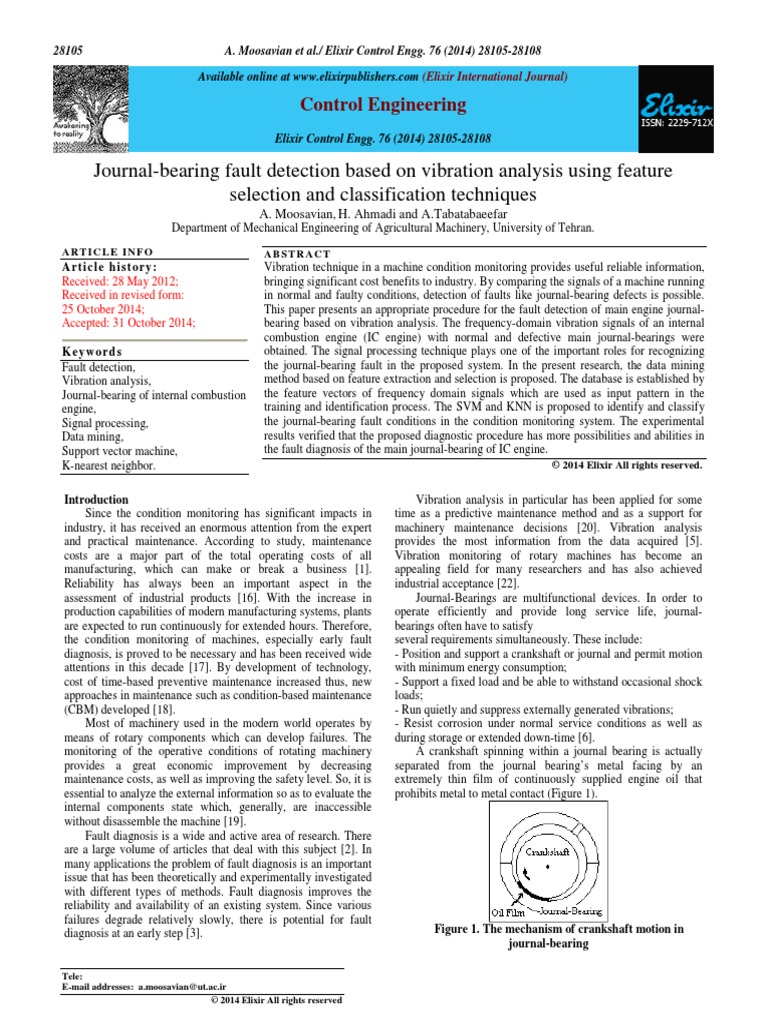 Journal-Bearing Fault Detection Based On Vibration Analysis Using ...