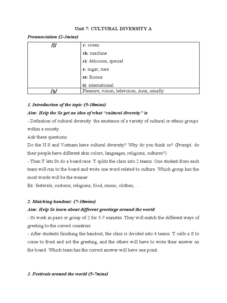 Understanding Cultural Diversity Activities | PDF