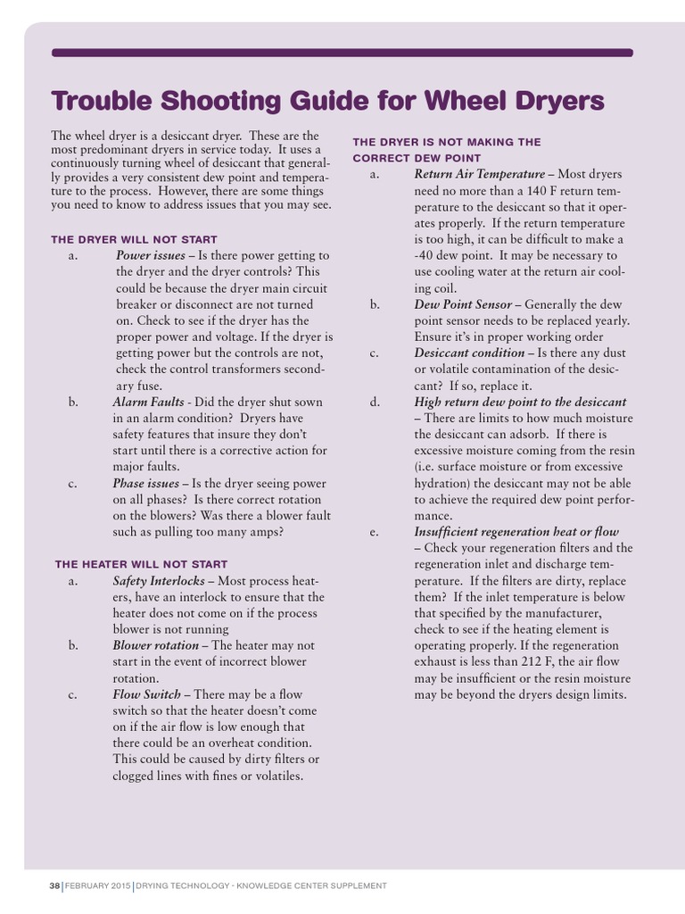 Wheel Dryer Troubleshooting Guide | PDF | Clothes Dryer | Mechanical ...