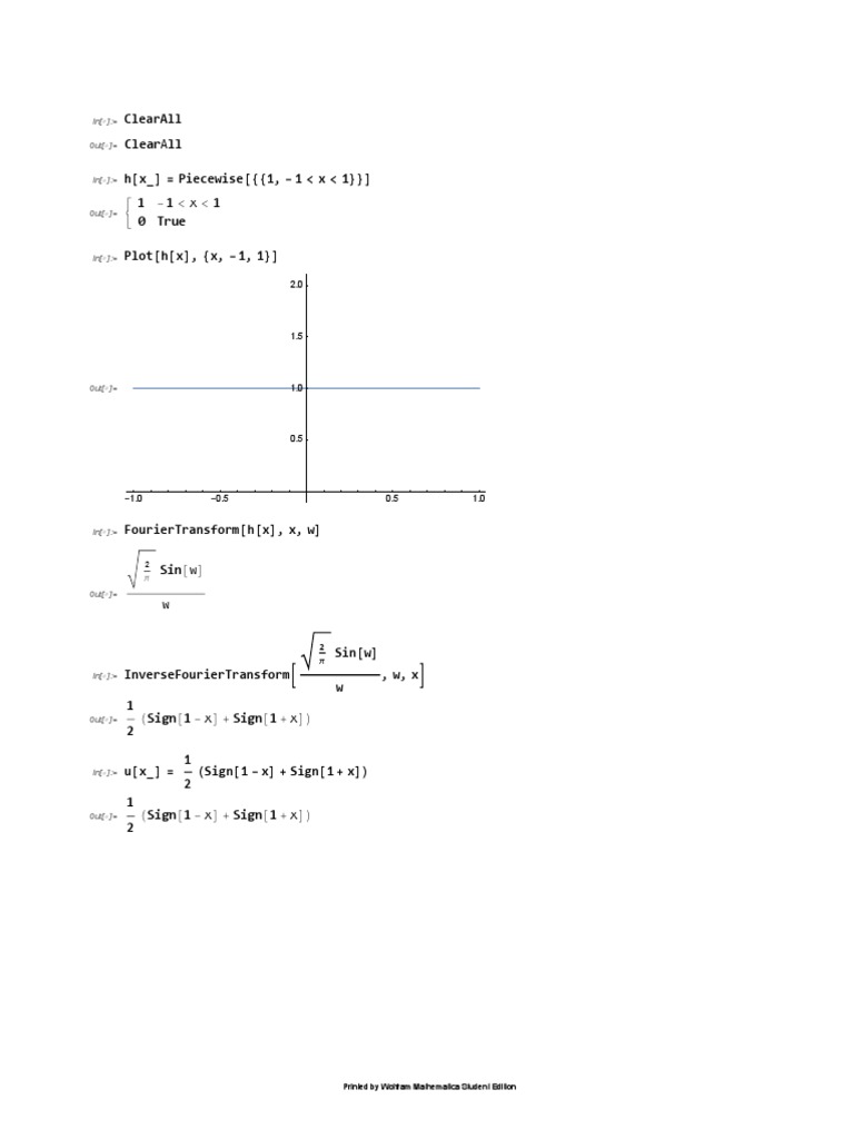 In : Out : Printed by Wolfram Mathematica Student Edition | PDF