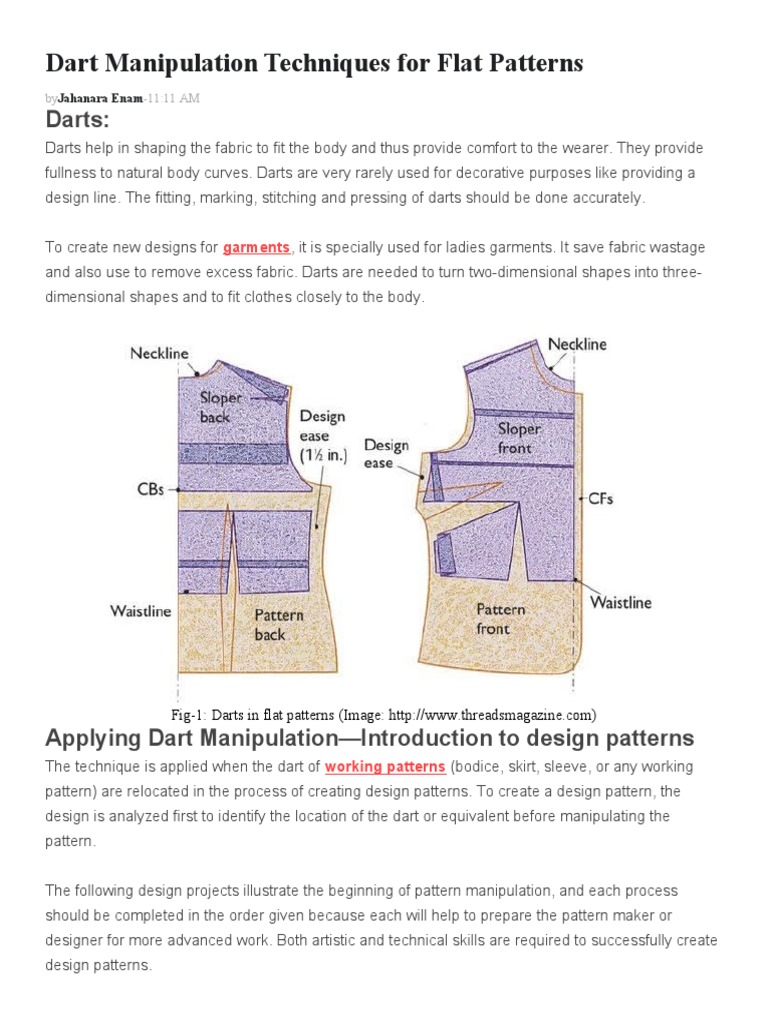 Dart Manipulation Techniques for Flat Patterns: Darts | Seam (Sewing ...