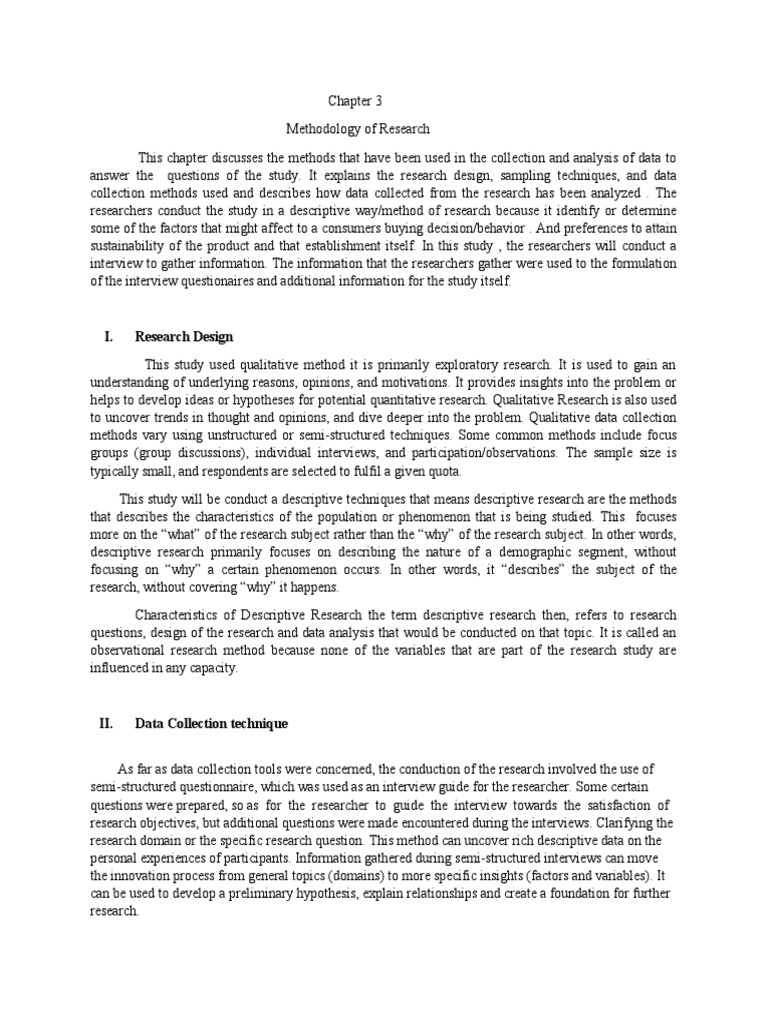 I. Research Design | PDF | Qualitative Research | Interview