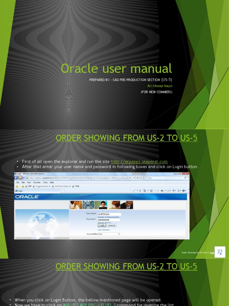 Oracle User Manual: Prepared By: Cad Pre-Production Section | PDF ...