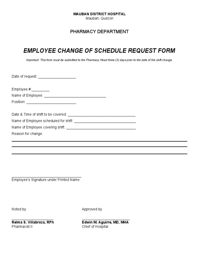 Change of Shift Request Form | PDF