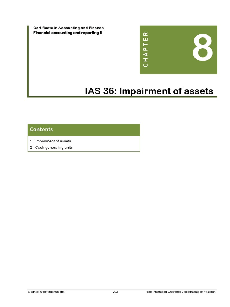 IAS 36 Impairment of Assets | PDF | Intangible Asset | Goodwill ...