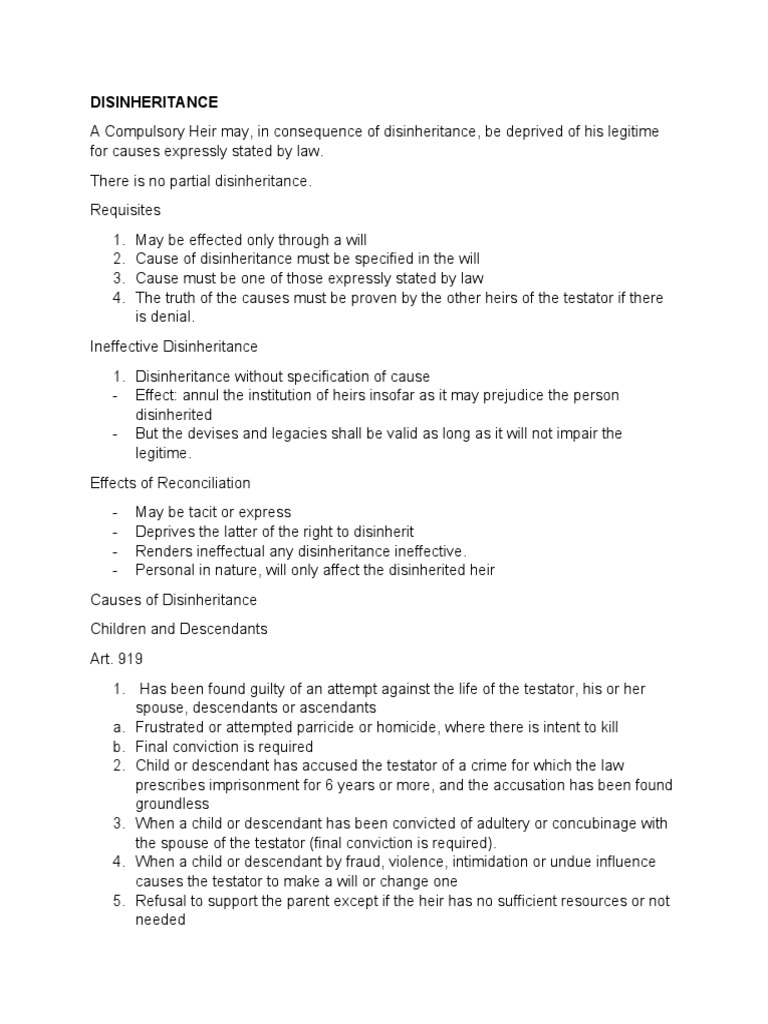 Disinheritance | PDF