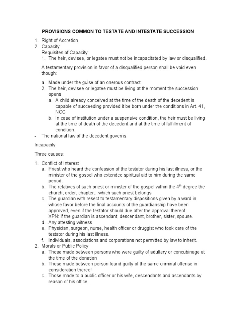 Provisions Common To Testate and Intestate Succession | PDF | Will And ...