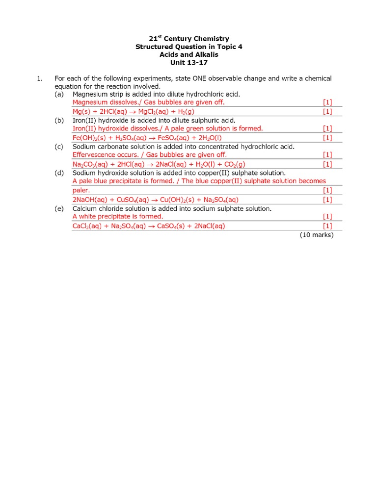 Chemistry Structural Questions | PDF
