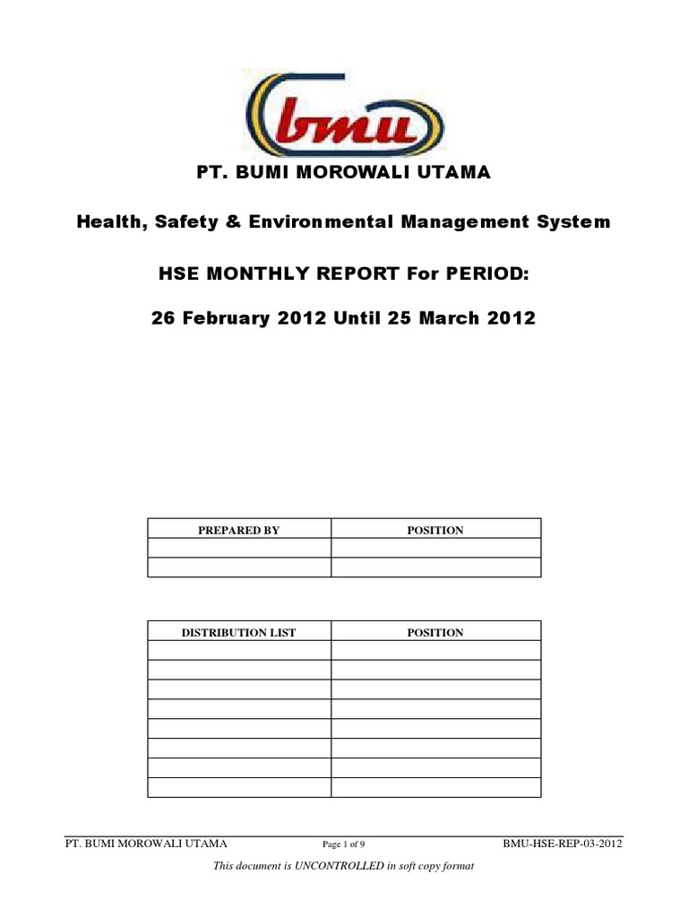 HSE Monthly Report 2012 PDF | PDF | Personal Protective Equipment ...