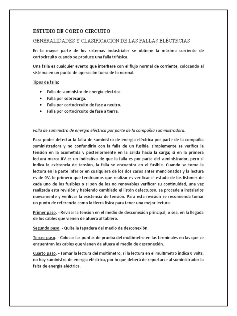 Estudio de Cortocircuito | PDF | Transformador | Fusible (Eléctrico)