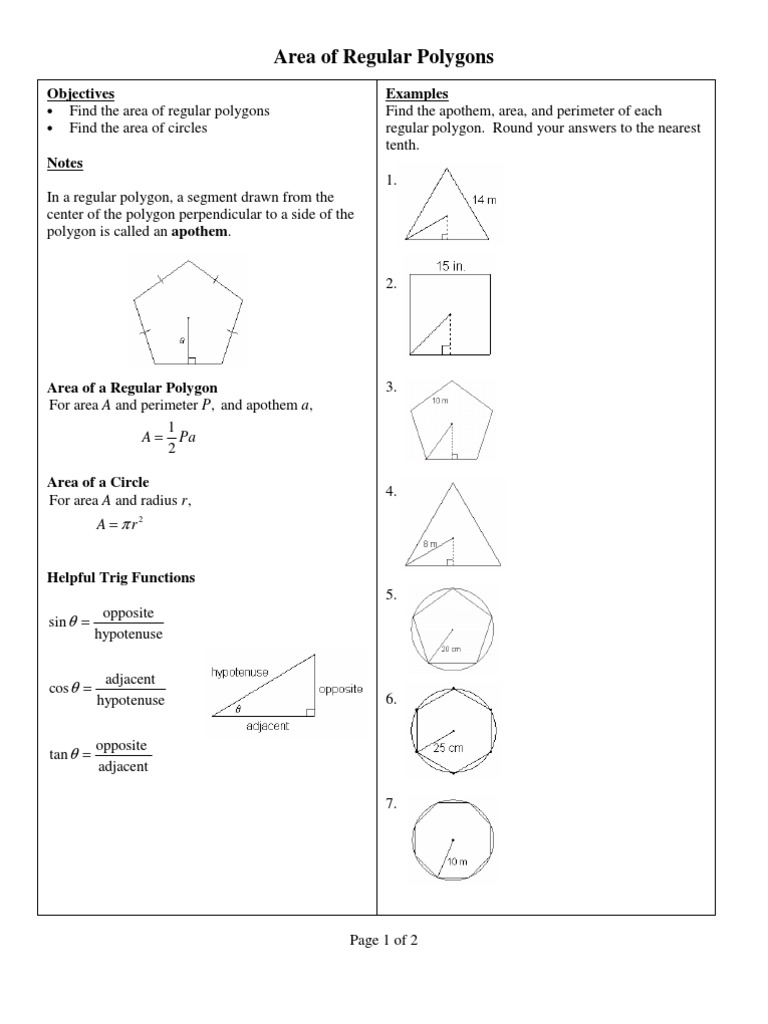Area of Regular Polygons | PDF | Area | Polygon