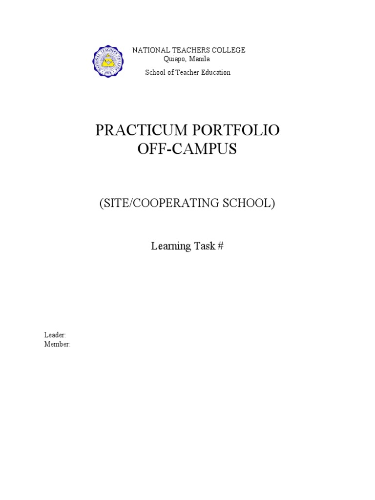 Practicum Portfolio Off-Campus: (Site/Cooperating School) | PDF
