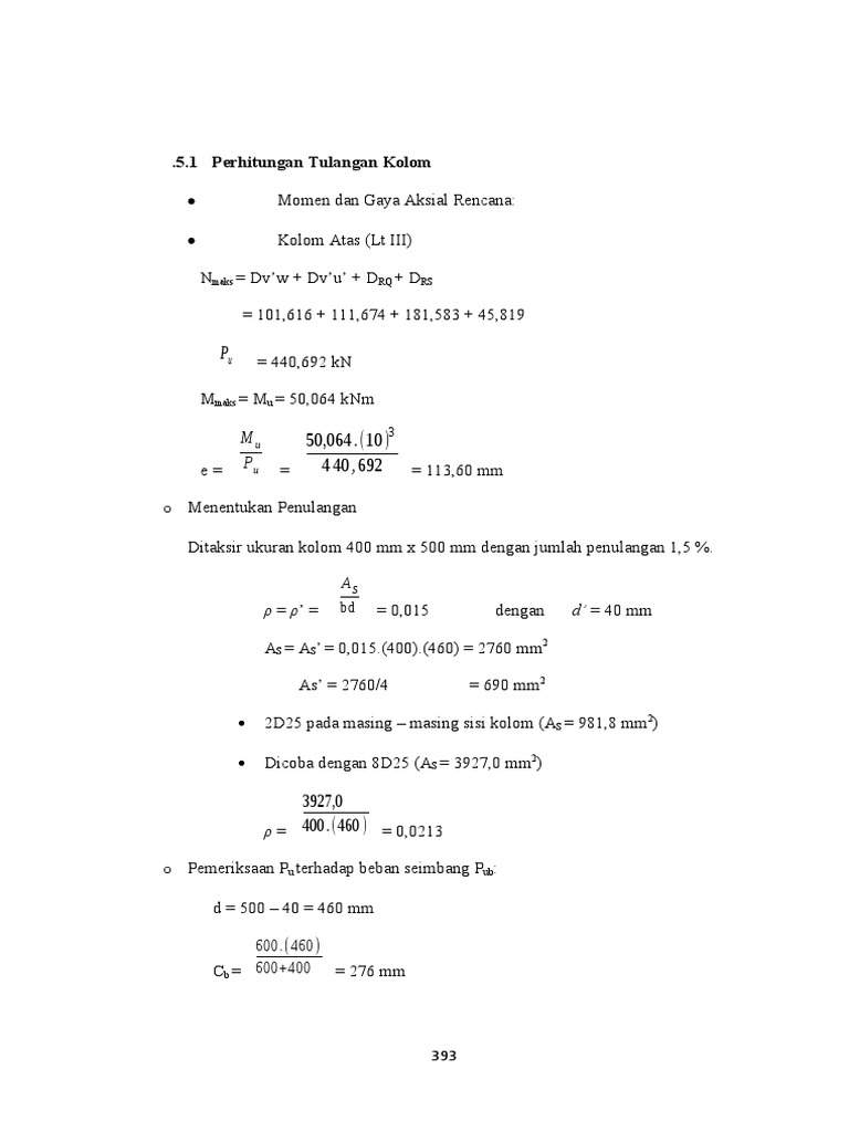 Perhitungan Tulangan Kolom | PDF