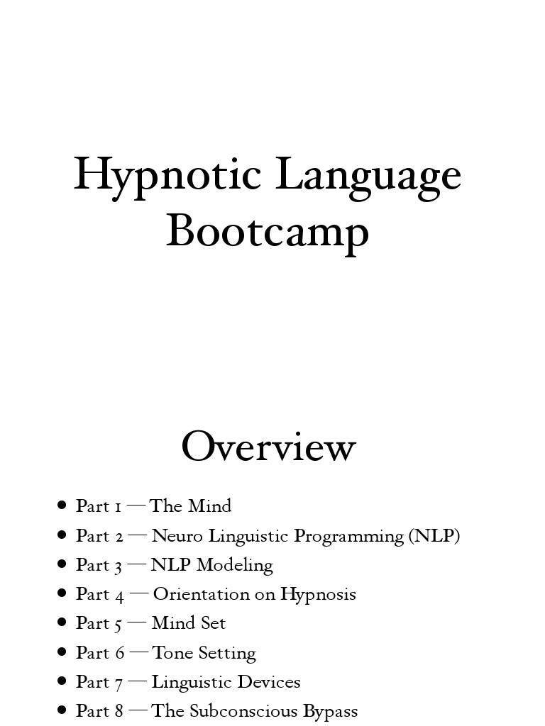 Hypnotic Language Bootcamp | PDF | Hypnosis | Hypnotherapy